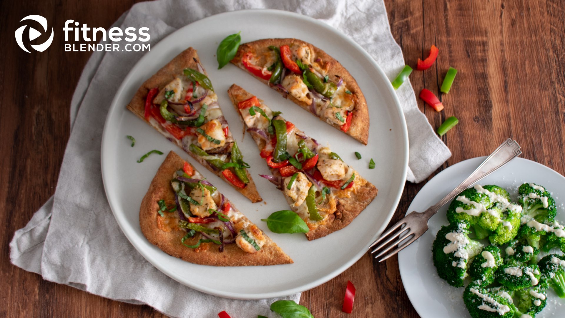 Chicken Cheesesteak Flatbread with Broccoli Caesar Side Salad | Fitness ...