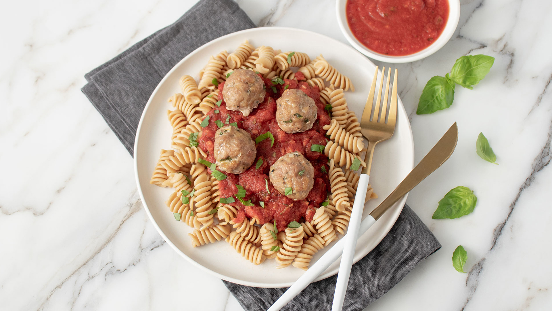 Rustic Italian Turkey Meatball Marinara With Whole Wheat Pasta | Fitness Blender