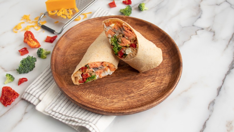 Salmon Broccoli Breakfast Wrap With Egg Whites and Cheddar Cheese ...