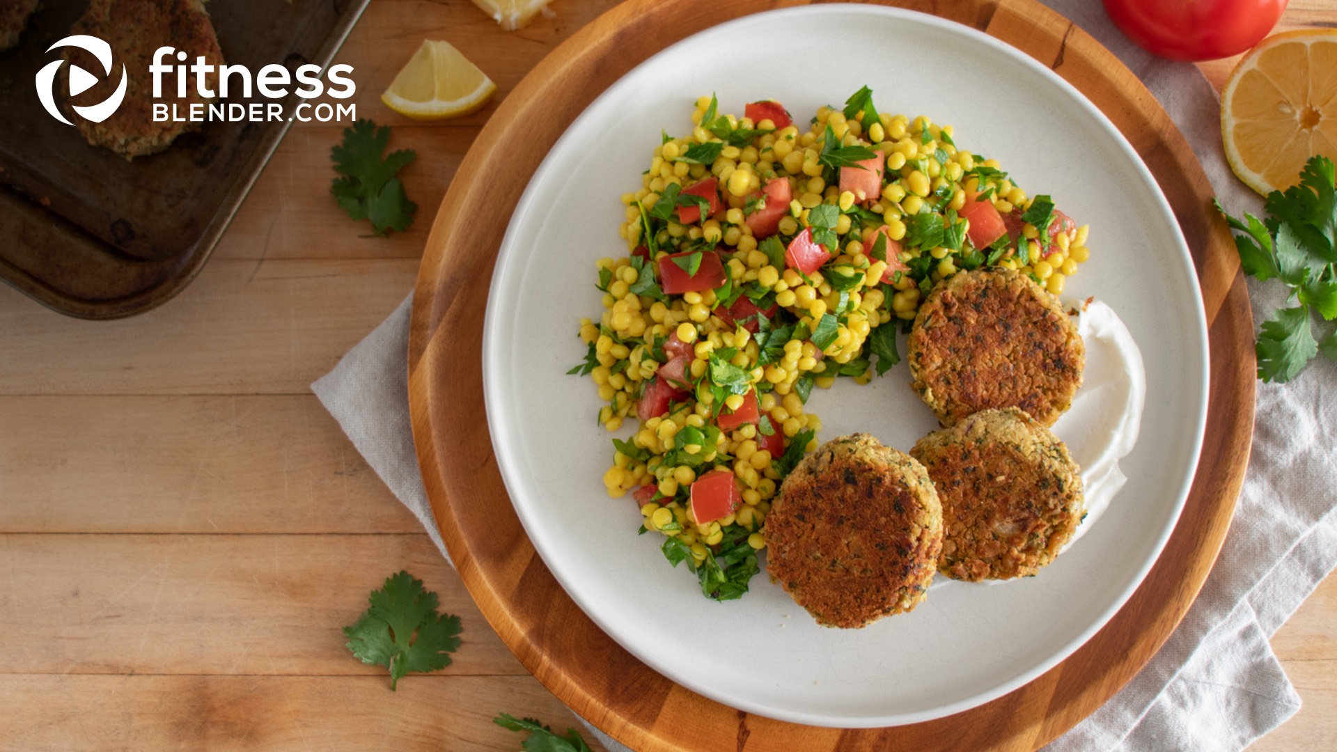 Baked Falafel and Turmeric Couscous Salad | Fitness Blender