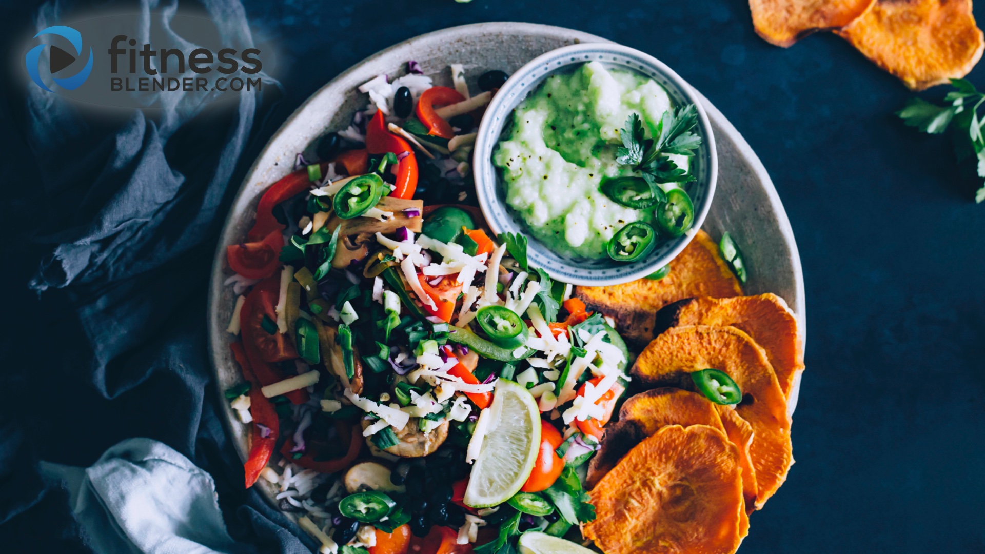 Mexican Pile On with Sweet Potato Chips and Guacamole | Fitness Blender